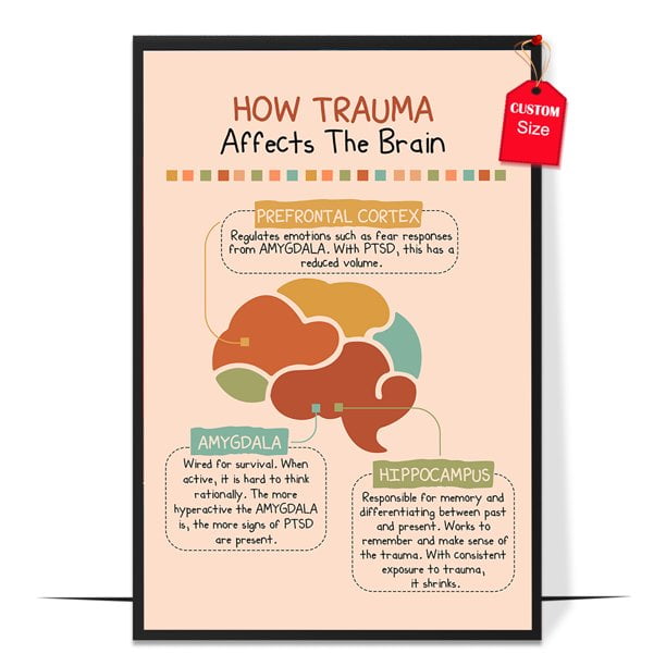 LOLUIS How Trauma Affects The Brains Poster, Boho Mental Health Posters ...