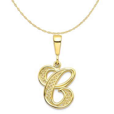 14k Yellow Gold Medium Fancy Script Initial G Charm - .5 Grams ...