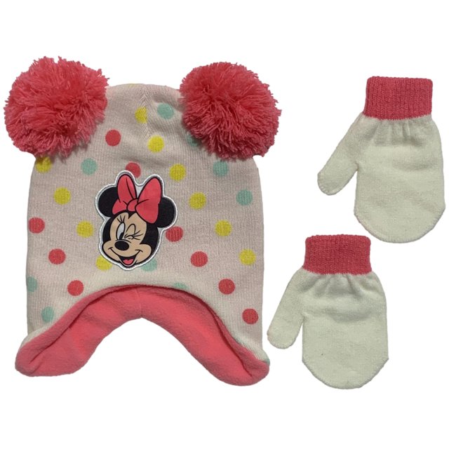 Minnie Mouse Toddler Girls' Laplander Hat and Mittens Set, One Size ...