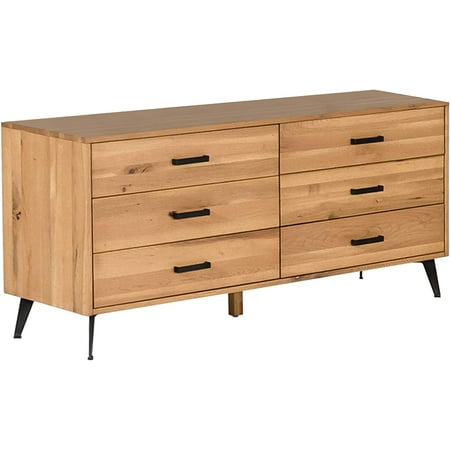 LZMY 6 Double Dresser with Metal Handles and Slanted Legs, Brown ...