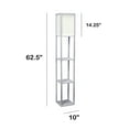 Lalia Home 62.5" Column Shelf Floor Lamp with Linen Shade, Gray ...