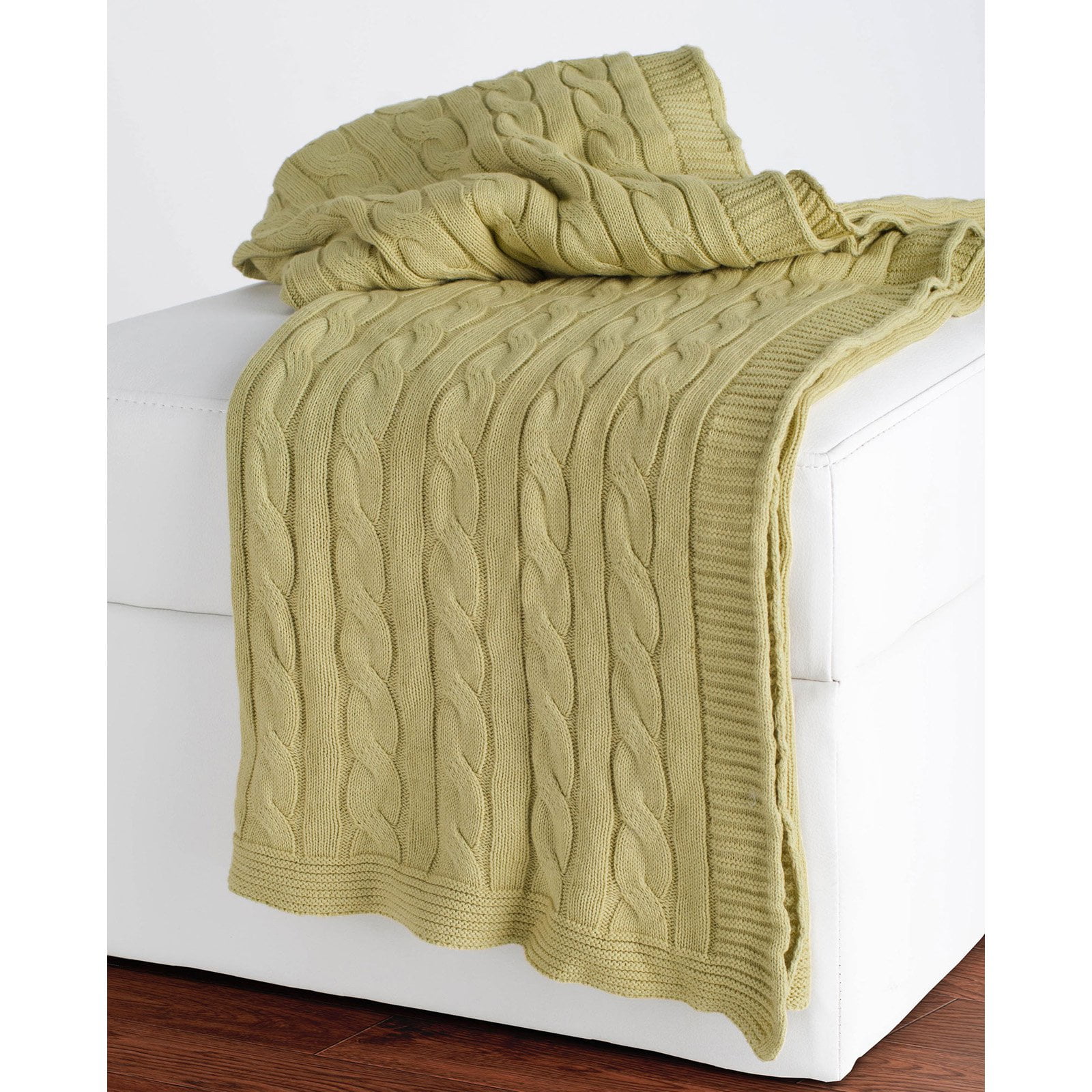 Rizzy Home Cable Knit Sweater Throw, 50" x 60", Sage - Walmart.com