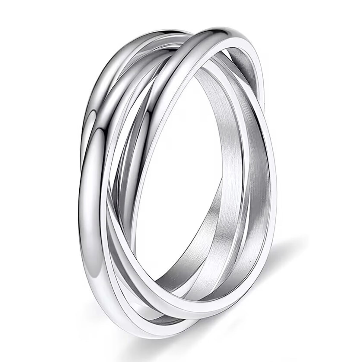 Anillos de triple banda entrelazados para mujeres y niñas, acero ...