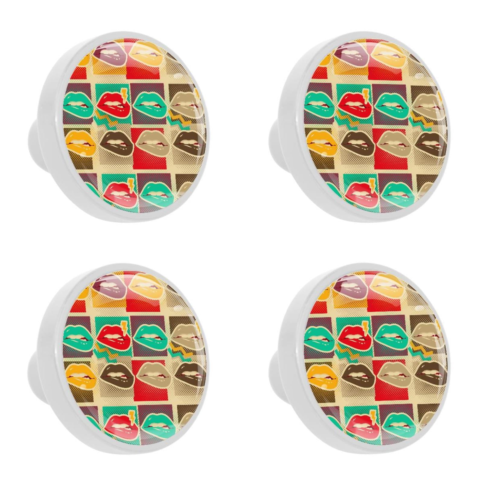 4 Pcs Retro Pop Art Lips Knobs for Kitchen Cabinet Cupboard Dresser ...