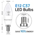 E12 LED Candelabra Bulbs 2700K Warm White 3W 60Watt Equivalent,Ceiling ...