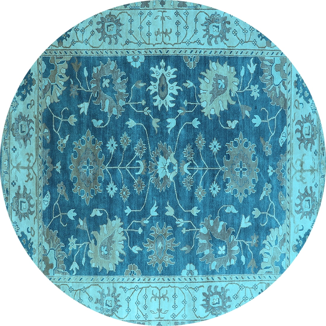 Ahgly Company Indoor Round Oriental Light Blue Industrial Area Rugs, 5 ...