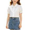 snilers Girls Button Down Shirts School Uniform Kids Short Sleeve Dress ...