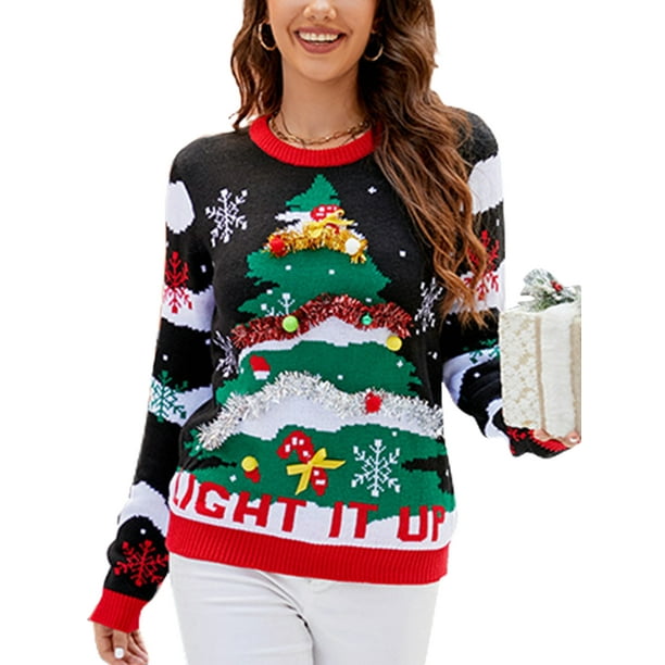 Avamo femmes pull hauts à manches longues chandails tricotés arbre de ...