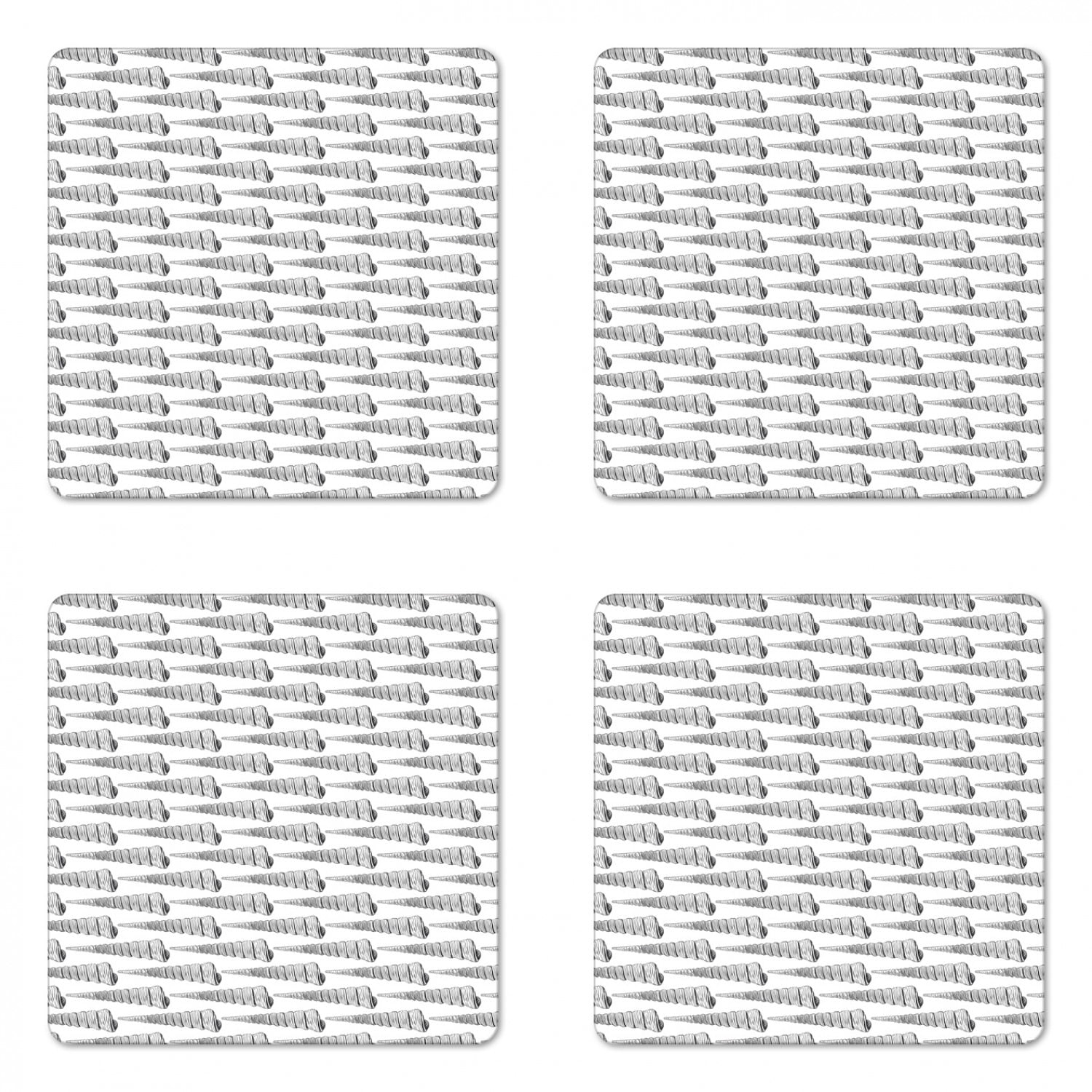 Nautical Coaster Set of 4, Repetitive Pattern Detailed Sketch of Sea ...