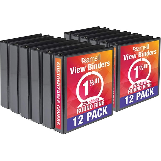 Samsill Economy 3 Ring View Binders, 1.5 Inch Round Ring, Customizable ...