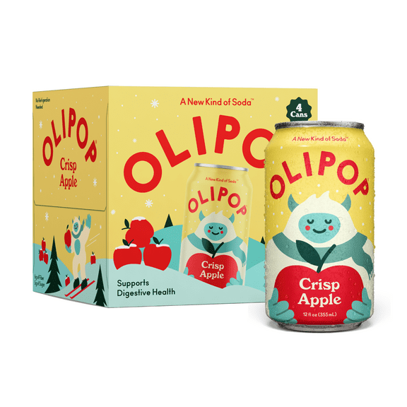 OLIPOP Prebiotic Soda Crisp Apple 12 fl oz Refrigerated Gut-Friendly ...
