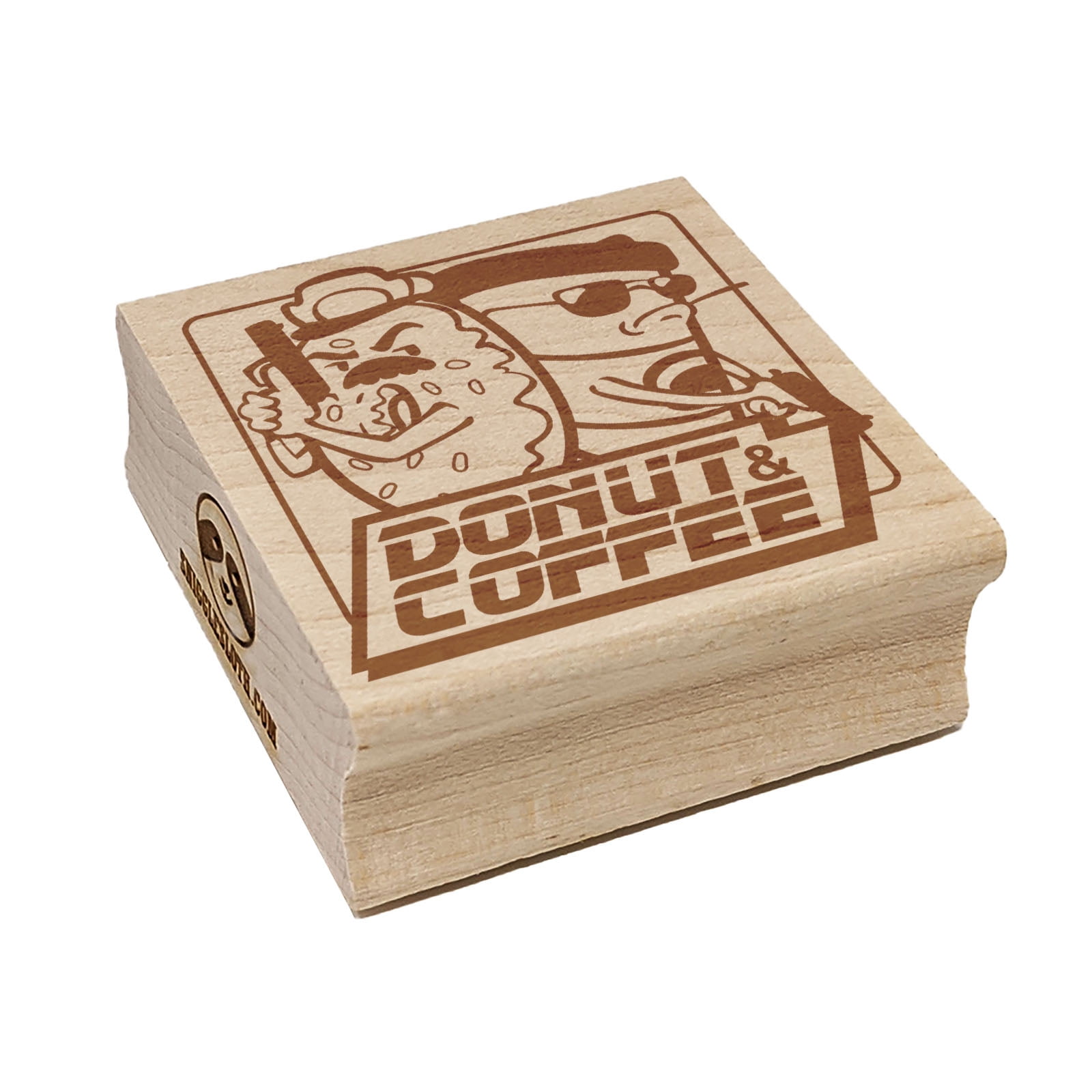 Donut and Coffee Buddy Cop Square Rubber Stamp Stamping Scrapbooking ...