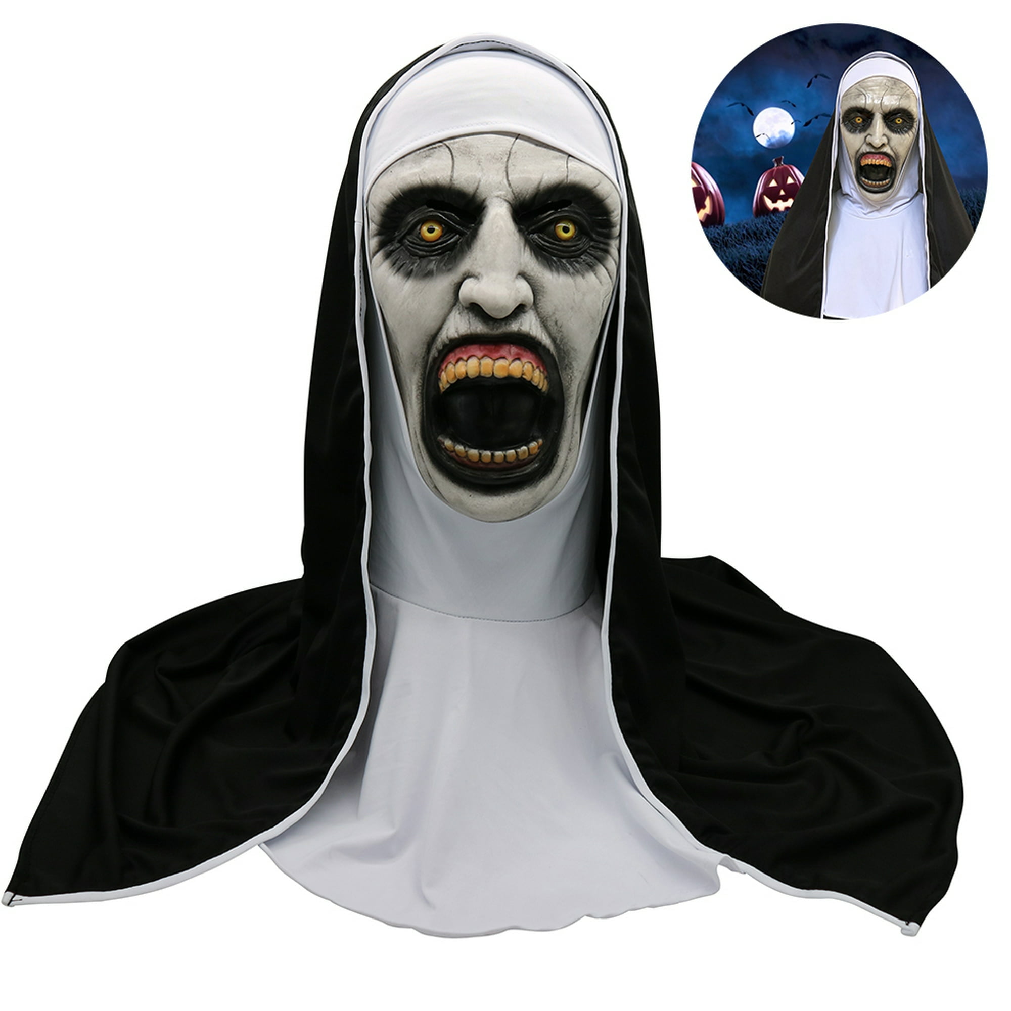 Halloween Nun Horror Mask Cosplay Scary Latex Masks Halloween Nun ...