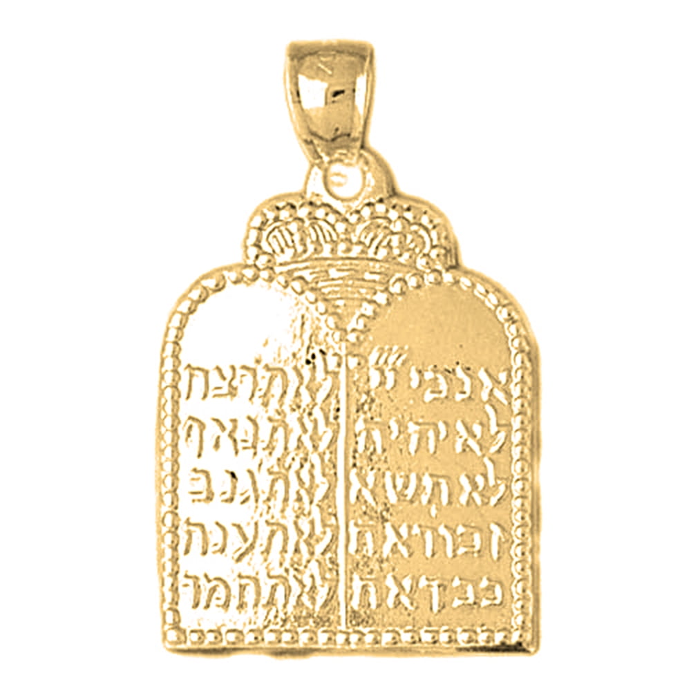 18K Yellow Gold Ten Commandments Pendant - 33 mm - Walmart.com