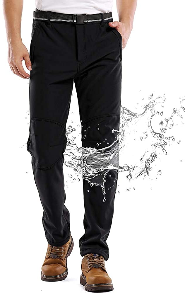 Mens Waterproof Hiking Pants, Outdoor Snow Ski Fishing Fleece Lined ...