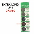 5 PACK Super Fresh Long CR2450 ECR 2450 3v LITHIUM Coin Cell Battery ...