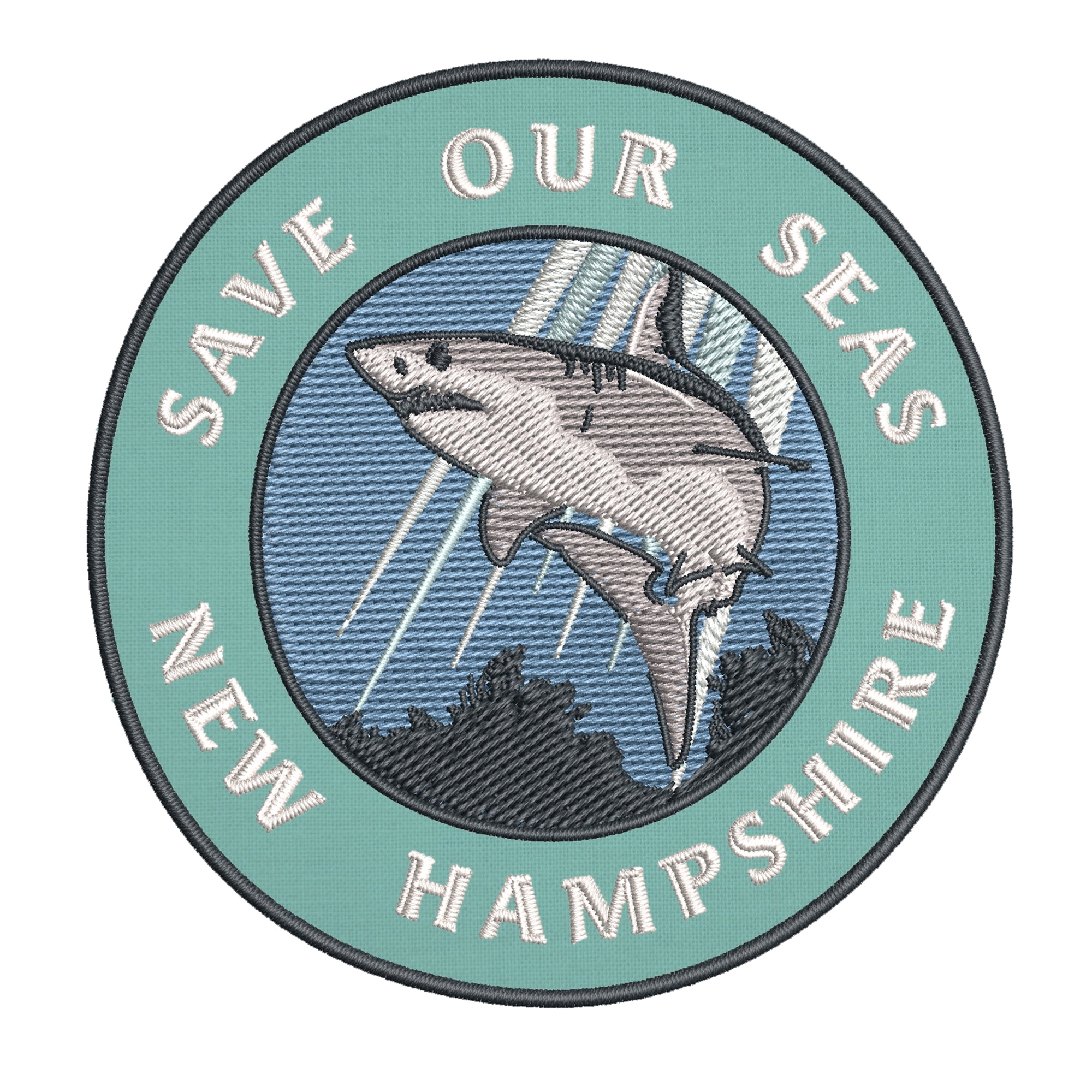 Save Our Seas! New Hampshire 3.5 Inch Iron Or Sew On Embroidered Fabric Badge Patch Ocean Beach ...