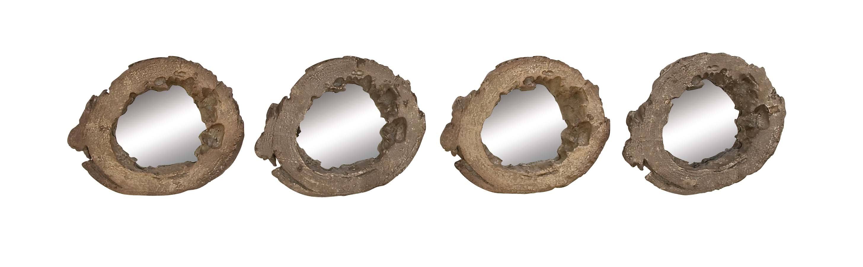 Decmode Natural 9 X 11 Inch Log-Style Framed Wall Mirrors - Set of 4 ...