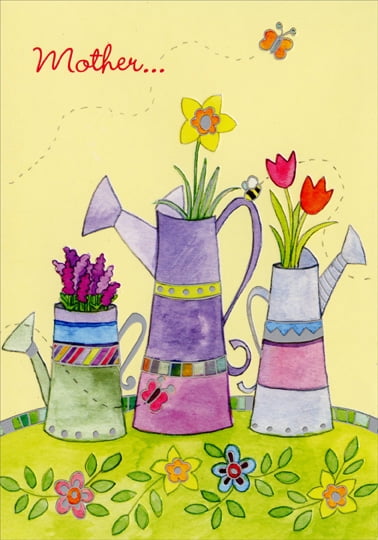 Designer Greetings Watering Can Flower Pots: Mother Mother's Day Card ...