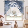 Blue Palm Tree Swag Curtain Valance for Windows, Summer Tropical Beach ...