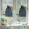 Blue Barn Window Privacy Film, Vintage Winter Snowscape Rustic Farm ...