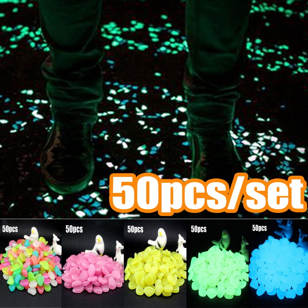 Cheers.US 50Pcs Glow in The Dark Pebbles for Outdoor Decor, Garden Lawn ...