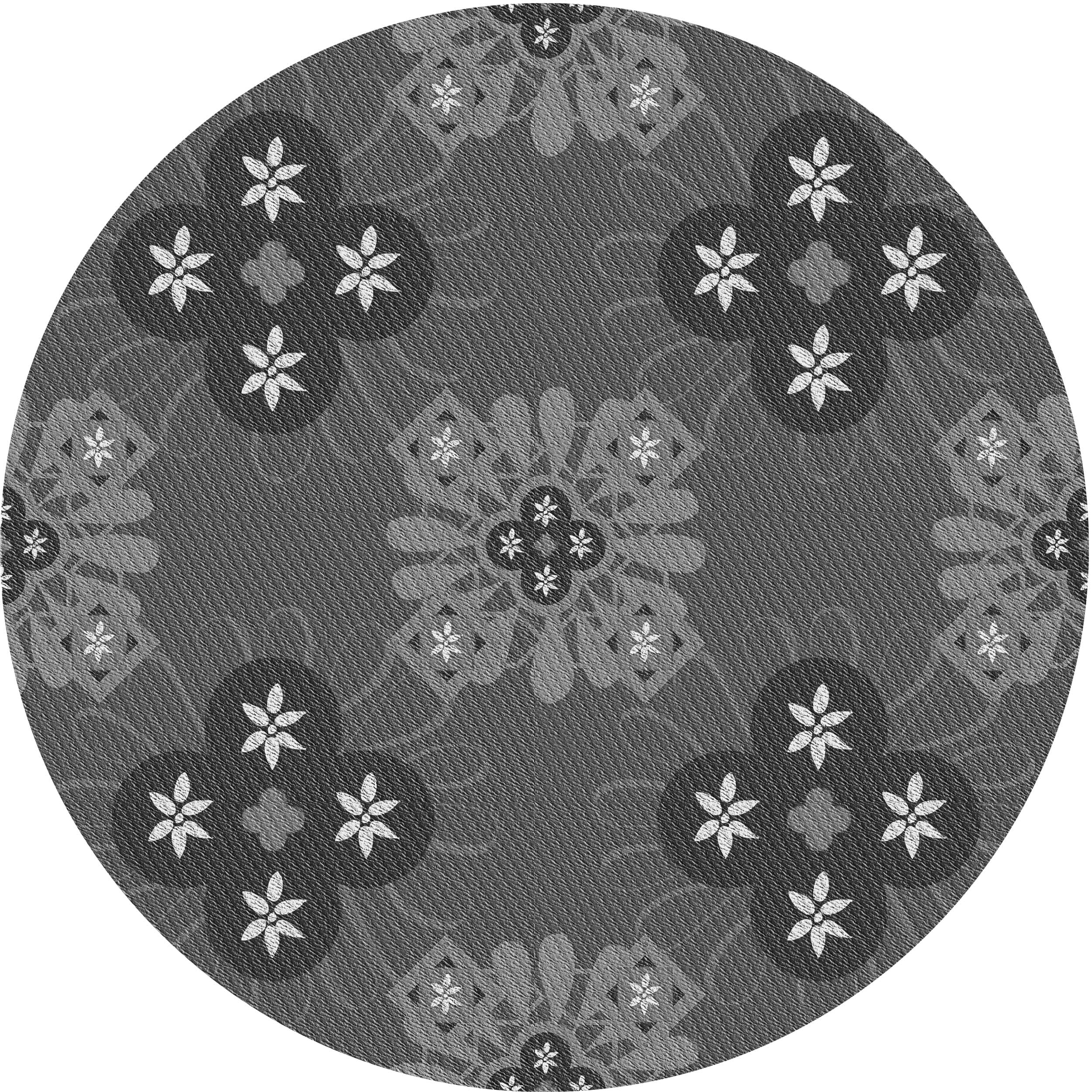 Ahgly Company Indoor Round Patterned Battleship Gray Area Rugs, 6 ...