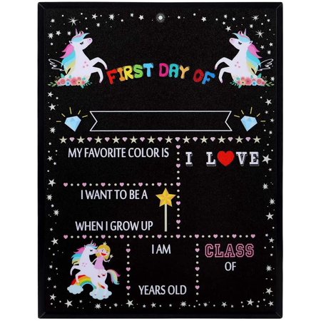 WaaHome Unicorn Theme First Day of School Chalkboard Sign 9"x12" Back ...
