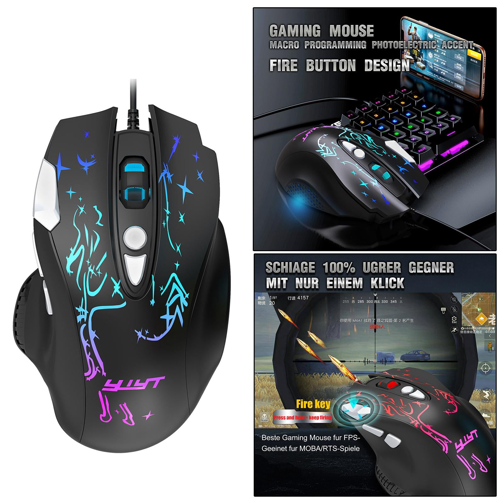 Desktop Laptop USB RGB Gaming Mouse Mice 8 Button, 4 DPI Options for ...