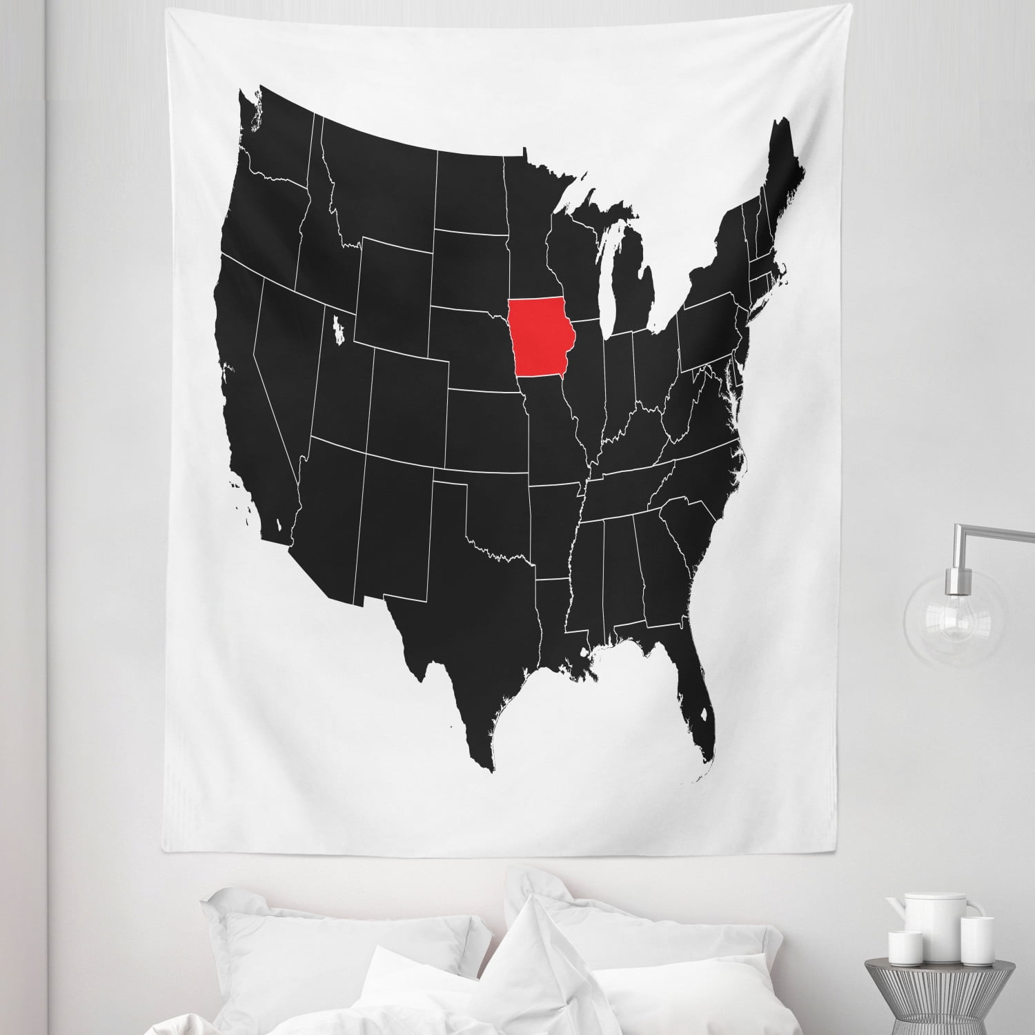 Iowa State Tapestry, North America Map Showing the Iowa State Simple ...