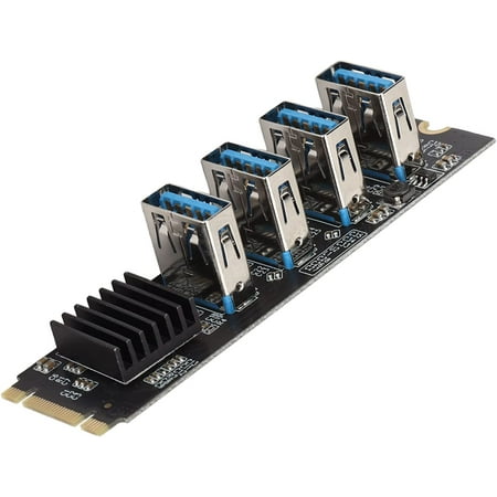 M.2 NVME to 4 Ports PCIE 1X USB 3.0 Riser Card, 4 PCIE Graphics Card ...