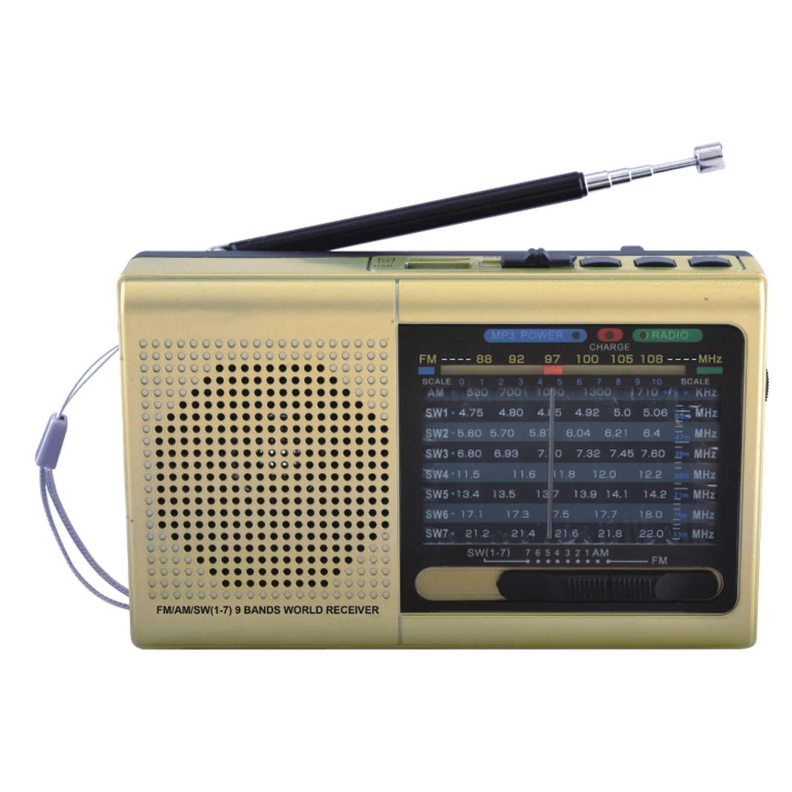 Supersonic 9 Band Radio with BT - Gold - Walmart.com