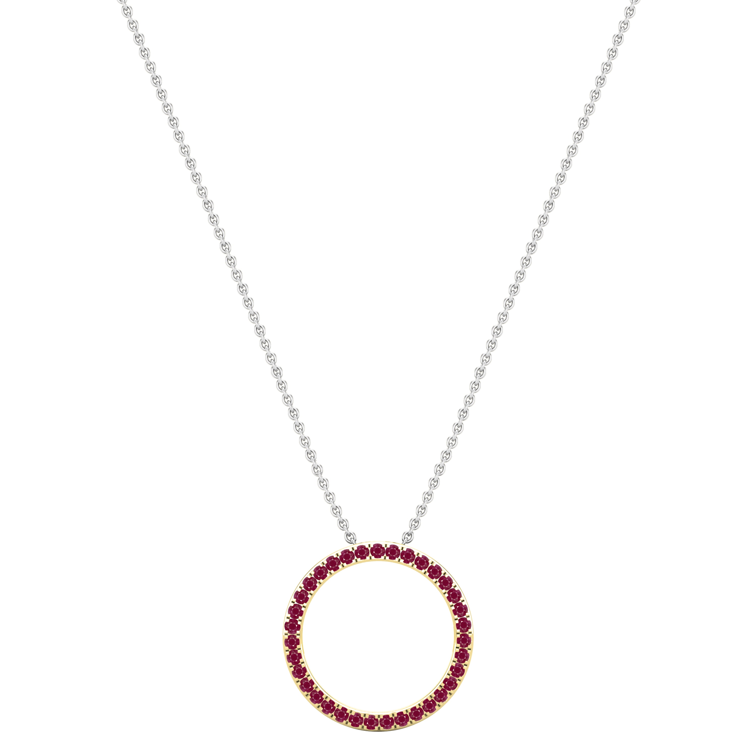 Dazzlingrock Collection Round Ruby Open Eternity Circle of Life Pendant for Women (Color Red ...