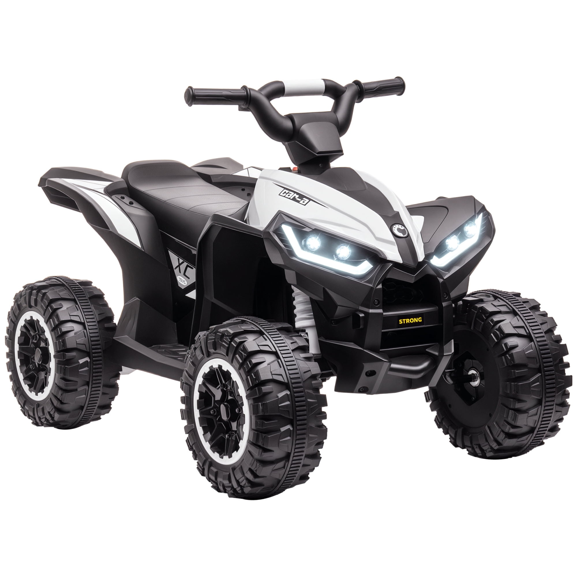 Aosom 12V Kids ATV with Music, Headlights, High & Low Speed, White ...