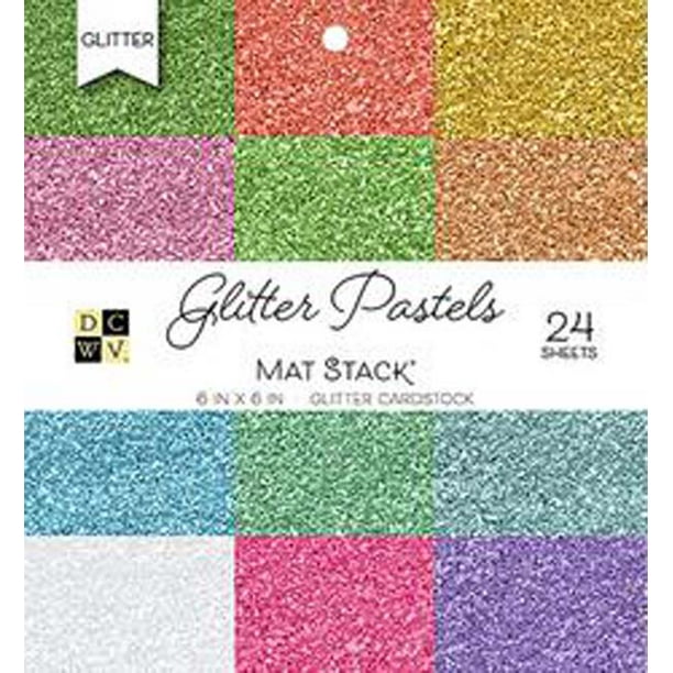 DCWV Single-Sided Cardstock Stack 6"X6" 24/Pkg Glitter Pastels Solid ...