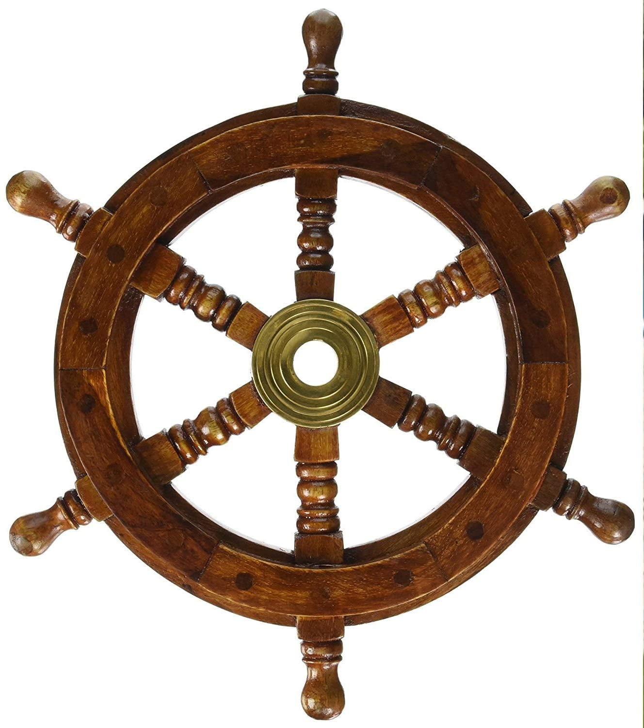 12" Wooden Ship Wheel (Natural Wood) - Walmart.com