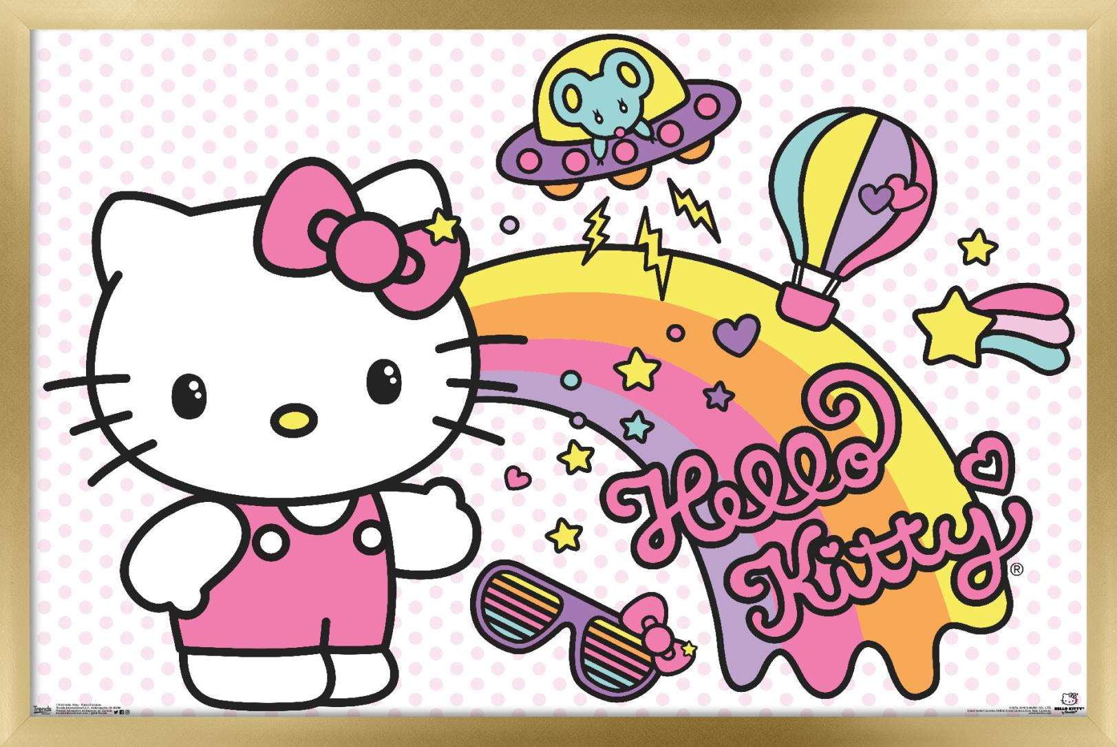 Hello Kitty - Retro Rainbow Wall Poster, 22.375" x 34", Framed ...