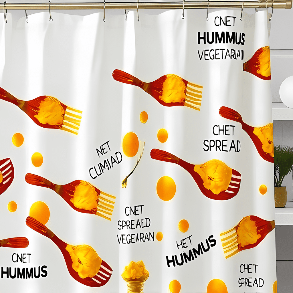 Whimsical Forks & Hummus Shower Curtain - Playful Design with Fun Text ...