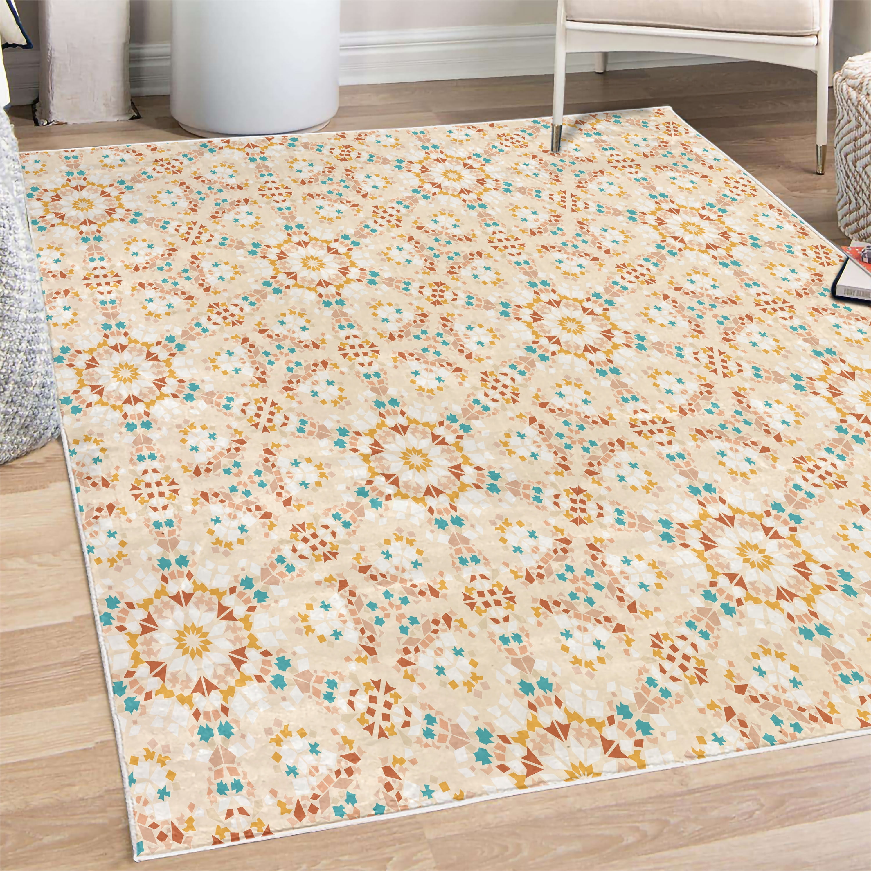 Mosaic Decorative Rug, Antique Roman Time Inspired Rock Design with ...