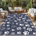Blue Paw Print Outdoor Rug, Modern Classic Dark Blue White Animal Large ...