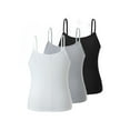 3pcs Casual Solid Spaghetti Strap Cami Multicolor Plus Size Tank Tops And Camis Womens Plus Tops