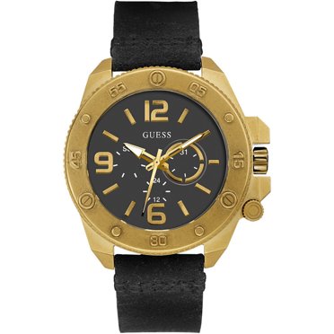 Guess Men's W0040G10, Rigor Multi-Function Dress Sport,Leather Strap ...