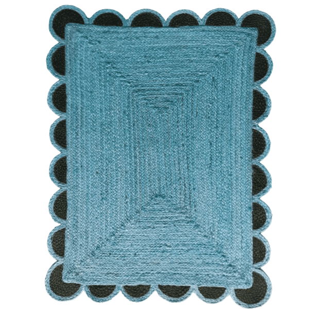Black and Blue Scallop Jute Rug - Walmart.com
