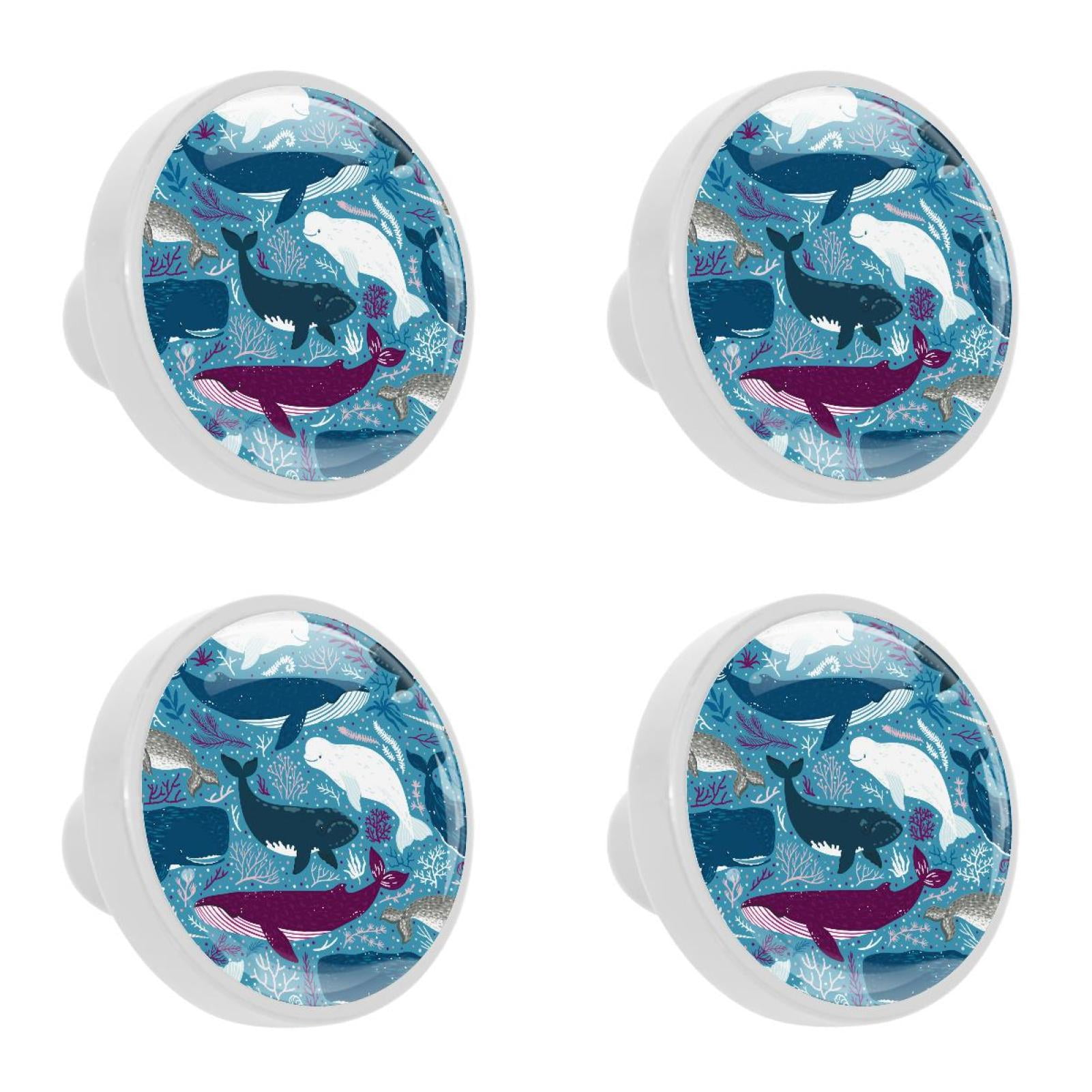 4 Pcs Whale Knobs for Kitchen Cabinet Cupboard Dresser Bookcase Drawer Pulls Handles Round Home ...