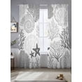 Coral Sea Snail Starfish Sheer Curtains 84 inches Long, Grey Black ...