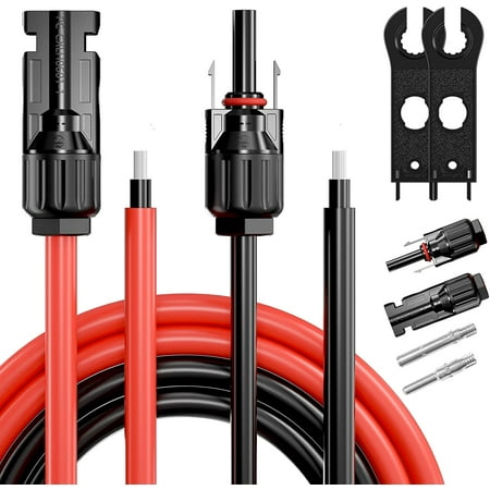 20 Feet 10AWG Solar Extension Cable with Weatherproof Female and Male ...