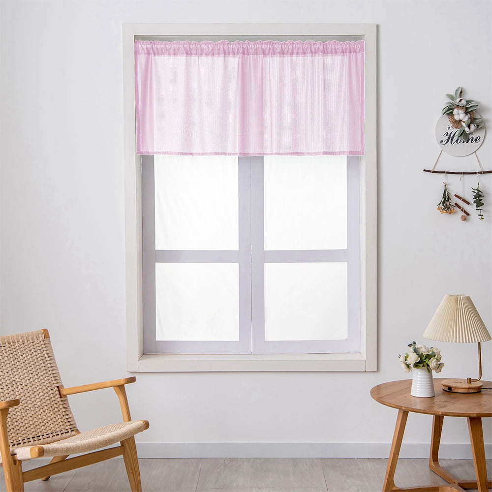 Yipa Kitchen Curtains Semi-sheer Short Valance Decor Simple Half Window ...