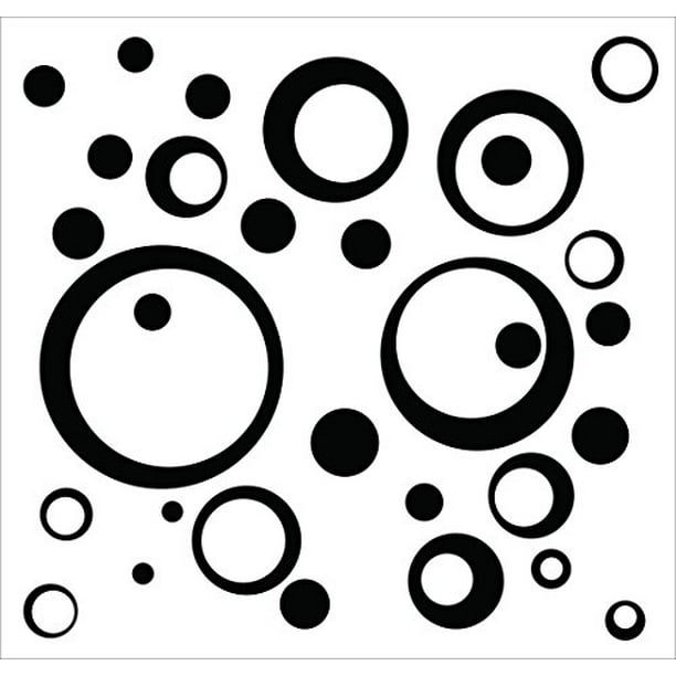 Black Wall Vinyl Sticker Decal Circles, Rings, Dots 25+pc 11in Large ...