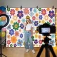 Colorful Flower Backdrop for Photography, Boho Style Retro Pink Blue ...