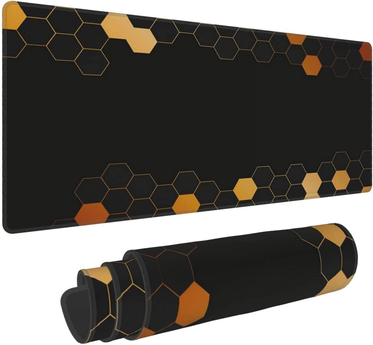 Honeycomb Extended Mouse Pad 31.5x11.8 Inch XL Minimalism Black Gold ...